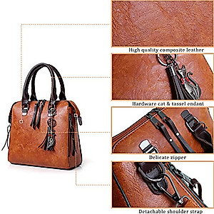 Segater® Women Fashion Handbag+Shoulder Bag+Purse+Card Purse Faux Leather Tote 4 Pieces