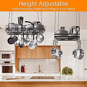Amtiw 30 Inches Ceiling Pot Rack and Pan Rack for Ceiling with 12 Hooks, Storage Rack Multi-Purpose Organizer for Kitchen Organization, Home, Restaurant, Kitchen Cookware