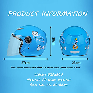 Open Face 3/4 Children's Helmet with Visor Motorcycle Electric Novelty Half Helmet for Boys Girls, Cute Cartoon Kids Motorbike Scooter Cruiser Jet Helmet for Kids DOT Approved -H