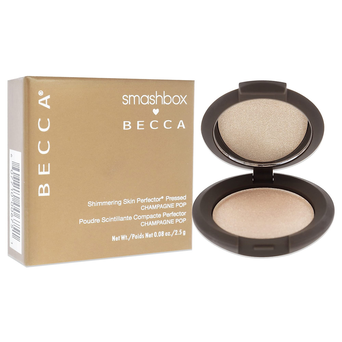 X BECCA Shimmering Skin Perfector Pressed Highlighter, Luminous Glow, Buildable and Blendable, for All Skin Types, Champagne Pop