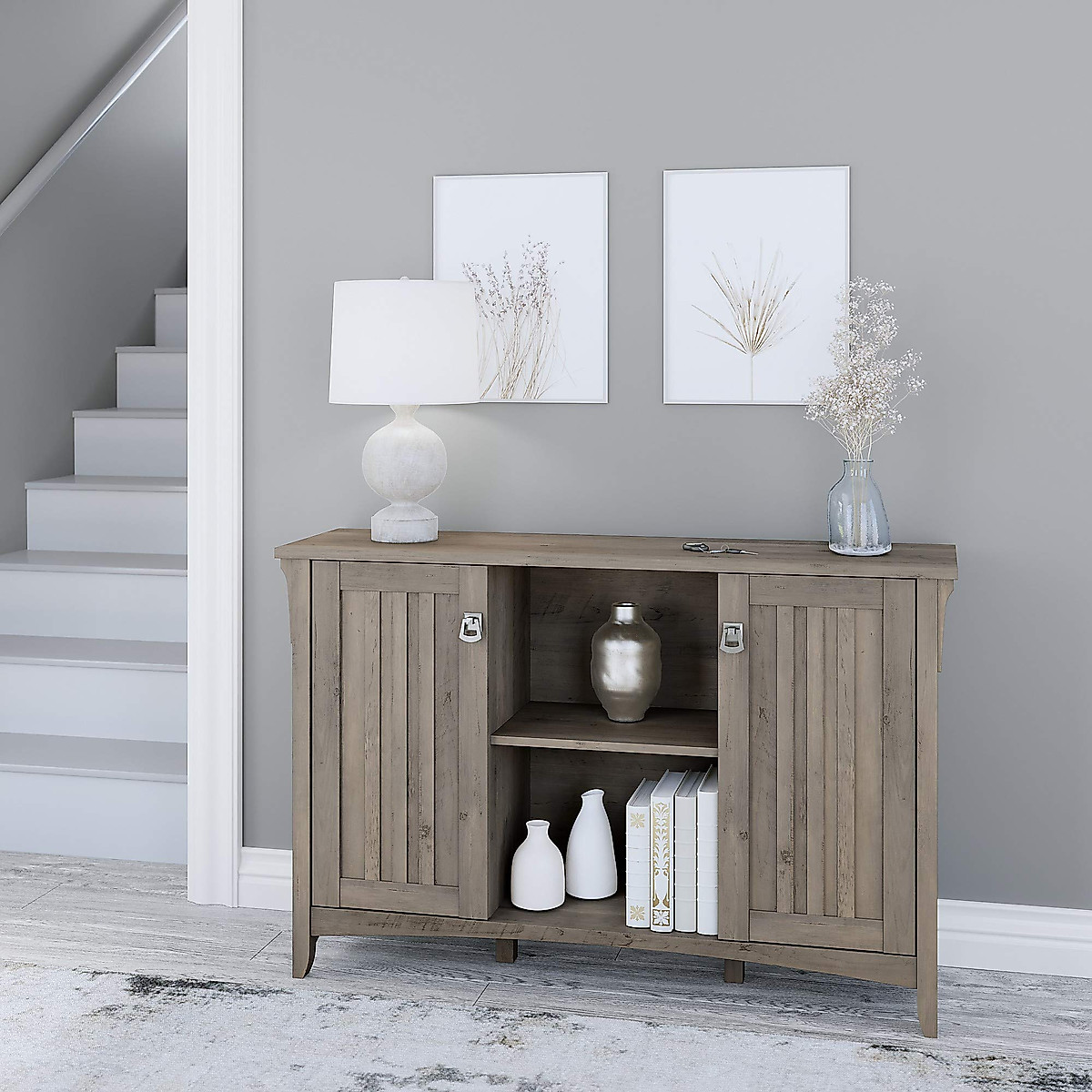 Bush Furniture Salinas Accent Storage Cabinet with Doors in Driftwood Gray