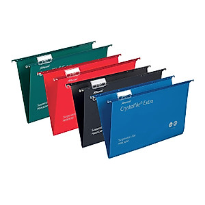 Rexel Foolscap Heavy Duty Suspension Files with Tabs and Inserts for Filing Cabinets, 15 mm Base, Polypropylene, Blue, Crystalfile Extra, Pack of 25, 70630