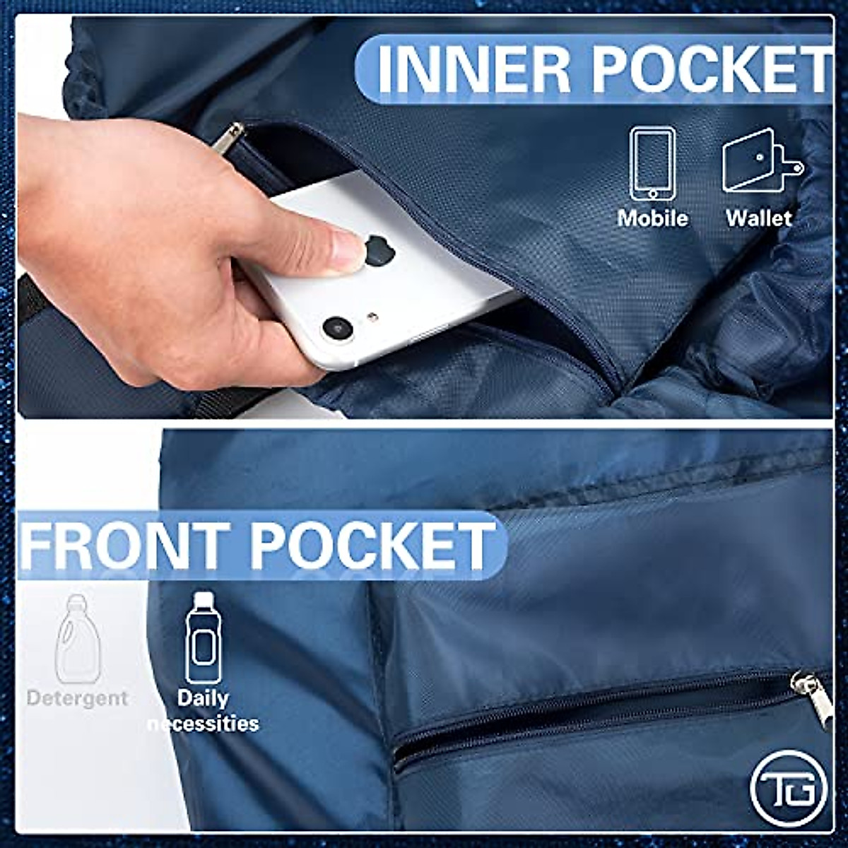 TG XL Laundry Backpack | 20" x 30" inches | Heavy-Duty Water-Resistant Laundry Bag for Dorm Room| Fully Padded Adjustable Straps | Chest Strap | Multiple Storage Space