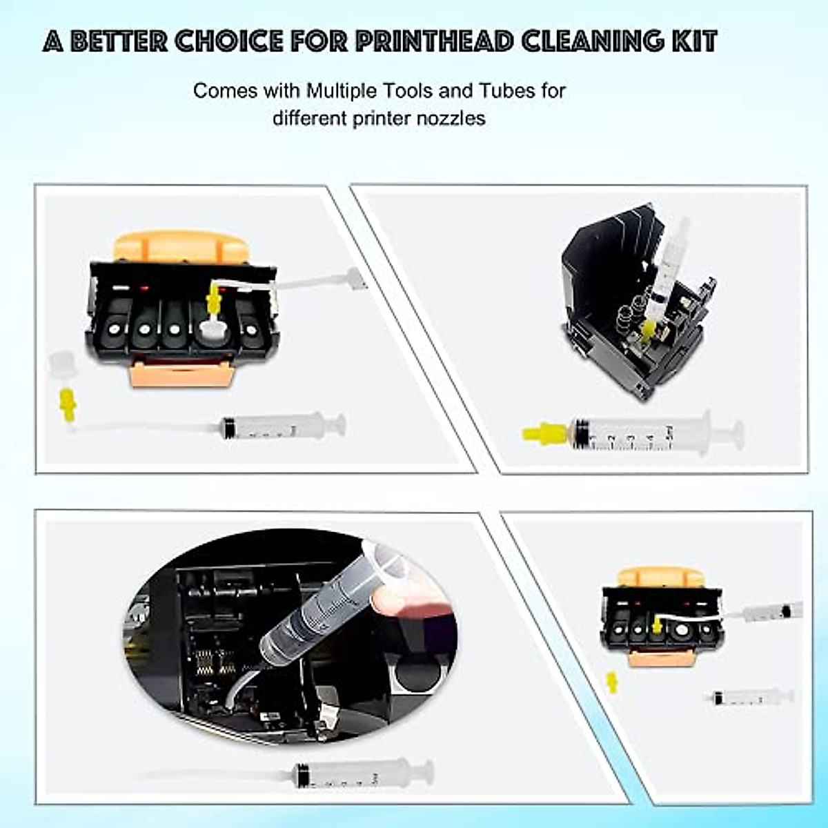 NGOODIEZ Printhead Cleaning Kit for Inkjet Printers Epson, HP, Brother, or Canon - Universal Print Head Cleaner Kit for Printer Nozzle - Works on Sublimation Ink, Pigment Ink, and Dye Ink (100mL)
