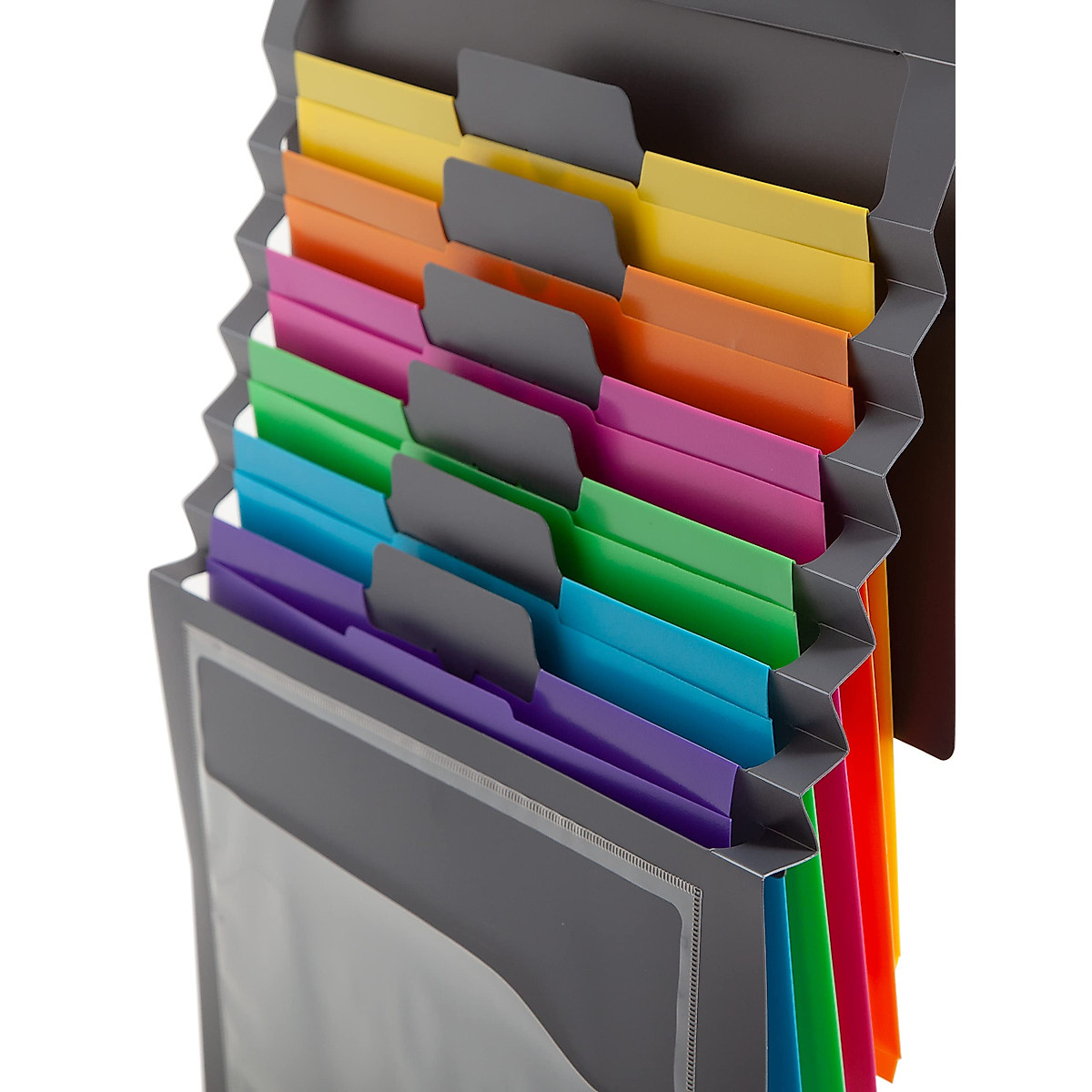 Smead Cascading Wall Organizer, 6 Removable Folder Pockets, Letter Size, Gray/Bright Pockets (92060)