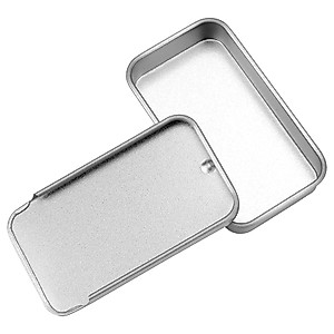 SHEUTSAN 60 PCS Metal Slide Top Tin Containers, 2.36 x 1.33 x 0.43 Inch Metal Rectangular Sliding Lid Tin Boxes, Small Slide Top Box for Candles Jewelry Crafts