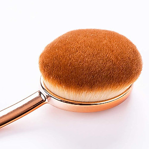 Large Rose Gold Foundation contour Round Toothbrush Dust Free Oval Makeup Brushes with Blending Sponge dustproof cover brush egg cleaner …