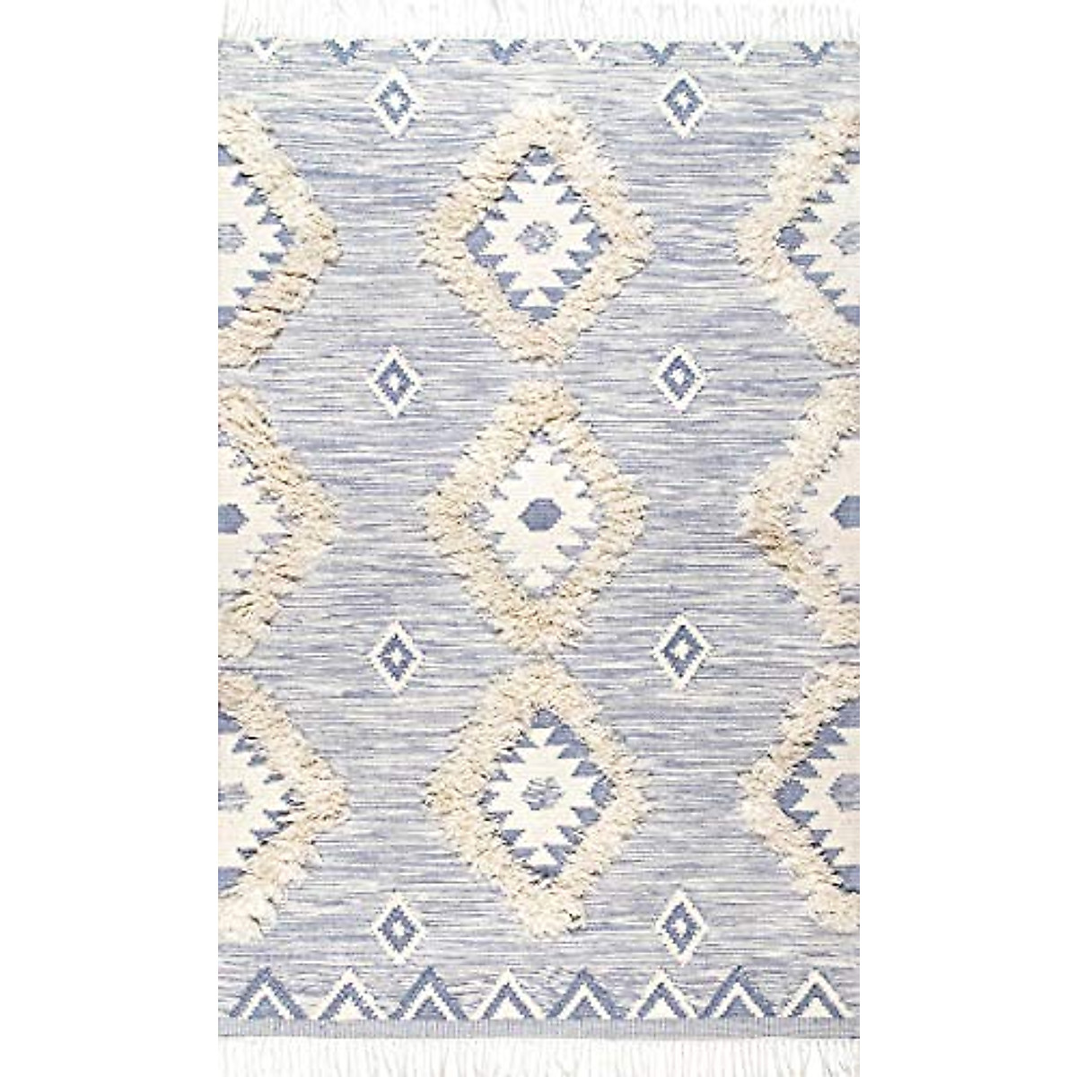 nuLOOM Savannah Moroccan Fringe Area Rug, 6' Square, Blue