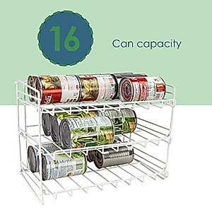 Home Basics Can Rack Organizer Food Storage Canned Food Soda Can Dispenser for Cabinet or Refrigerator White