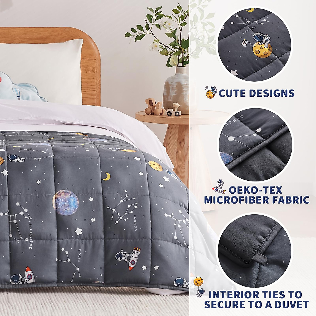 anfie Weighted Blanket Kids (36"x48" 5lbs), Weighted Blanket Cooling Blanket for Sleeping,Throw Size Breathable Blanket with Premium Glass Bead(Space Grey)