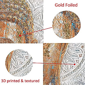 B BLINGBLING Gold Buddha Canvas Wall Art: 3D Mandala Flower Blossom Buddha Painting with Gold Foil Reproduction Print on Blue Canvas Wrapped and Ready for Hang 24"x32"