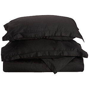 300-Thread Duvet Cover Set, Premium Long-Staple Cotton, Twin, Black