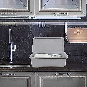 Wekioger 3 Pack Bus Tubs Commercial, 13 L Meat Tubs with Lids, Silver Grey