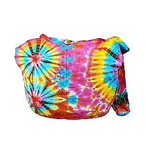 BTP! Tie Dye Sling Crossbody Shoulder Bag Purse Cotton Bohemian - Firework VY5