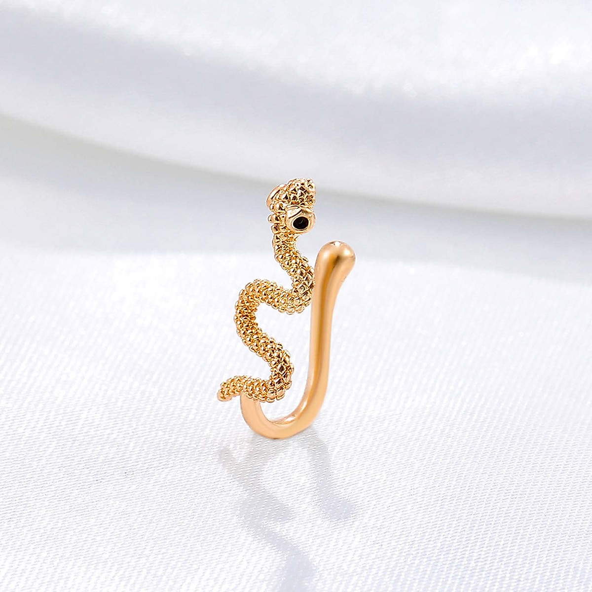 Zeshimb Snake Nose Ring Stud Tiny Clip On Nose Ring Nose Stud Faux Septum Nose Rings African Nose Cuff Gold Clip on Non Pierced Nose Ring Body Non Piercing Jewelry for Women Girls