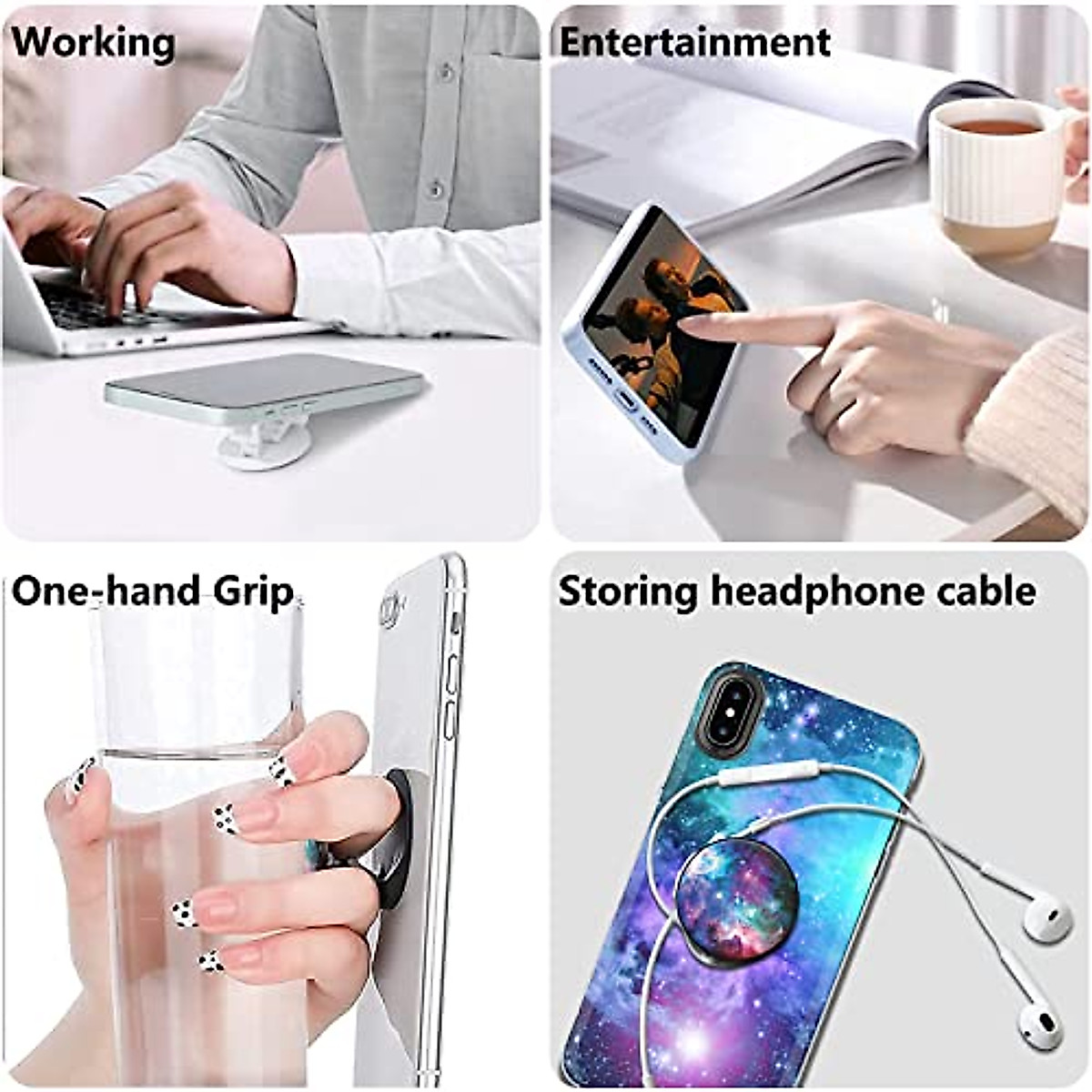 Cell Phone Stand Foldable Expanding Phone Sockets Finger Grip Holder for Smartphone and Tablets - Nebula Galaxy