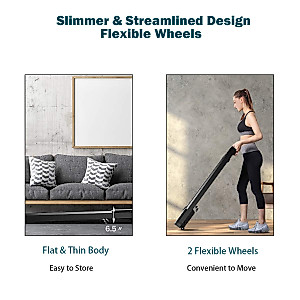 GYMAX Under Desk Walk Treadmill, Easy Assembly Flat Treadmill with LED Display, Touch Control, Independent Remote Controller, Electric Walking & Jogging Machine with 3 Preset Models & 12 Built-in Prog