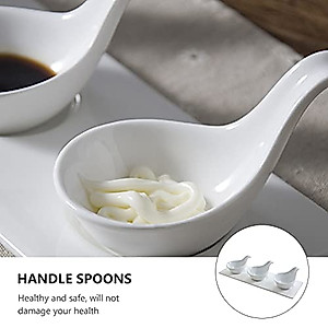 YARNOW 1 Set 4Pcs Ceramic Dip Bowls Set with Tray Dip Mini Dipping Bowls Seasoning Soy Sauce Flavor Serving Dish Bowls Caviar Spoons Sauce Vinegar Serving Bowl Size L