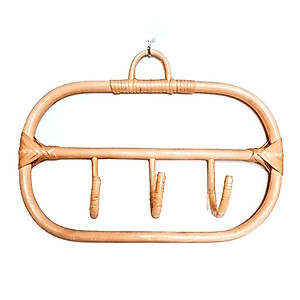 PURPLELILY Nordic Natural Rattan Wall Hooks Clothes Hanger Hanging Hat Coat Organizer Rack Home Hotel Kids Room Decoration Home Kids Room Decoration