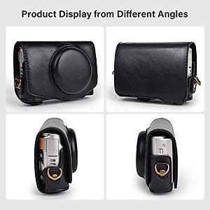 kinokoo Camera Case for Canon PowerShot SX720 HS/SX730/SX740 HS - PU Leather Protective Case with Detachable Shoulder Strap - Black
