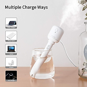 JISULIFE Mini Portable Humidifier, Travel Personal Battery Operated Humidifier with Container Diversity, Max 7Hrs, Auto Shut Off , Ultra-Quiet, USB Rechargeable Humidifier for Office/Bedroom/Plants