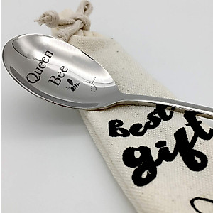 family Kitchen Queen Bee Gourmet coffee spoon,Stainless Steel Espresso Engraved Spoon,Engraved Unique Originality For Friend Girlfriend Boyfriend Dad Birthday Christmas Gift Dad Birthday