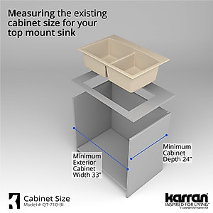 Karran QT-710 Drop-in Quartz Composite 33 in. 1-Hole 50/50 Double Bowl Kitchen Sink in Bisque