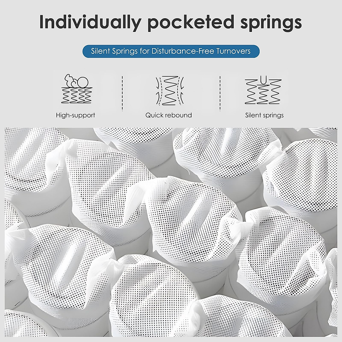 Queen Mattress,10 Inch Hybrid Mattress,Pocket Spring for Good Support,Queen Bed Mattress in A Box, Cooler Sleep & Pressure Relief,CertiPUR-US Certified,10 Year Warranty,120 Nights Risk-Free Trial