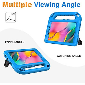 BMOUO for Samsung Galaxy Tab A 8.0 Case 2019 SM-T290/T295, Tab A 8.0 2019 Case with Screen Protector, Shockproof Light Weight Handle Stand Galaxy Tab A 8.0 inch 2019 Kids Case Without S Pen - Blue