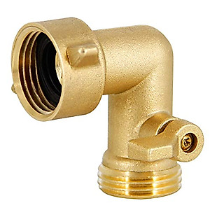 Twinkle Star 90 Degree Garden Hose Elbow with Shut Off Valve 2 Pack, 3/4" Heavy Duty Hose Adapter with 2 O-rings, Solid Brass Gooseneck Garden Hose Connector