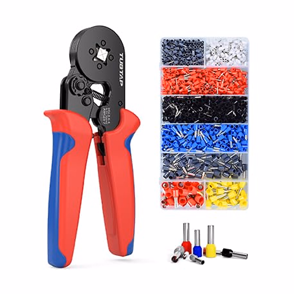 TUBTAP Ferrule Crimping Tool Kit - with 1200PCS Wire Ferrules - Terminal Crimper for Electricians [AWG 23-7]- Wire Ferrule Kit for Wire-End Ferrules, 0.25-10 mm²