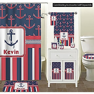 RNK Shops Nautical Anchors & Stripes Waste Basket - Double Sided (Black) (Personalized)