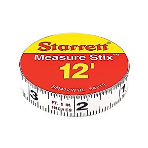 Starrett Tape Measure Stix with Adhesive Backing - Mount to Work Bench, Saw Table, Drafting Table - 1/2" x 12', English Metric, Right-Left Reading - SM412WRL