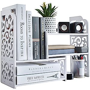 YGYQZ Small Bookshelf for Desktop Storage, Mini Cute Office Desk Shelves White Versatility Organizers for Women, Kids