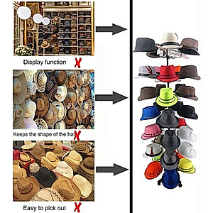 tonchean Floor Stand Hat Racks 7 Tier Hat Display stand Baseball Cap Wig Display Rack Metal Freestanding Hat Stands Rack Commercial Large 35 Hats or Wigs