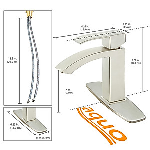 aquo Bathroom Faucet - 7" Height Sink Faucet Fits Variety Bathroom Sink, Nicely Preventing Leaking Issue by Brass Bathroom Sink Faucet Inner Hoses Design, Brushed Nickel