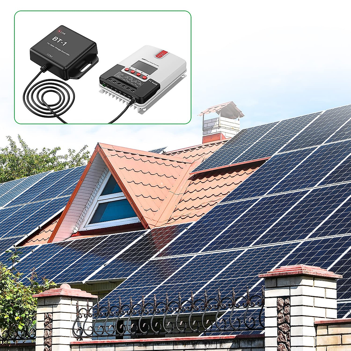 BT-1 Wireless Module RJ12 Communication Port for MPPT Solar Charge Controllers 20A/30A/40A, cooperates with Mobile Phone APP to Realize, Parameter Setting, and Data Viewing of The System, RS232
