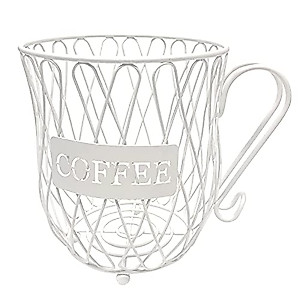 Stegodon White K Cup Holder, 50 Coffee Pod Holder, Large Capacity Kcups Pod Organizer for Coffee Bar Decor, Coffee Pod Storage Basket Accessories for Counter, Office