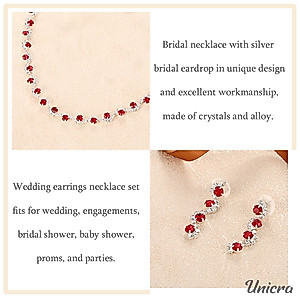 Unicra Bride Silver Necklace Earrings Set Crystal Bridal Wedding Jewelry Set Rhinestone Choker Necklace for Women and Brides
