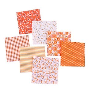 2 Packs Linen Fabric for Clothing Knit Fabric DIY Crafts Printed Linen Fabric Fat Quarters Fabric Bundles Orange Quilting Squares DIY Cloth DIY Flower Cloth Pattern Cloth Flowers