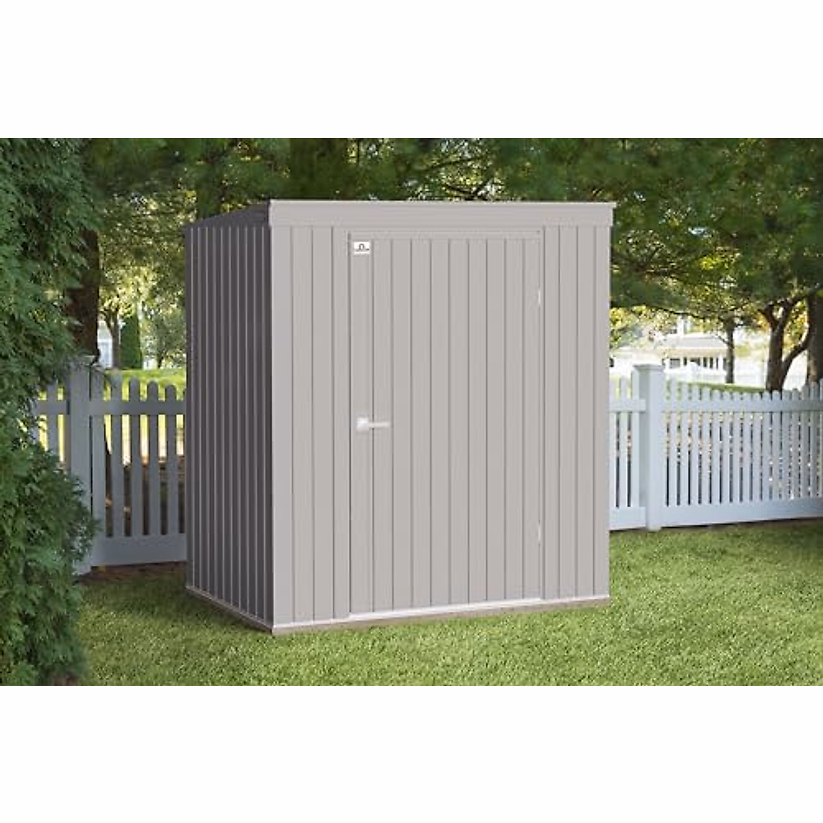 Arrow Shed Elite 6' x 4' Outdoor Lockable Steel Storage Shed Building with Pent Roof, Cool Grey