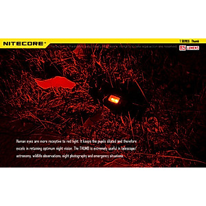 Nitecore Thumb 85 Lumens USB Rechargeable White & Red LED Keychain Light - Tiltable Work Light with Clip and a LumenTac USB Charging Cable