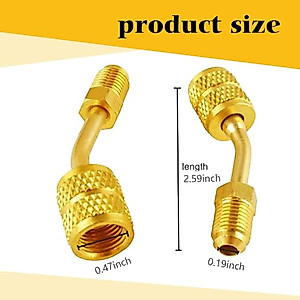 Hawyet 1 PC Car Mini Split System AC HVAC Refrigeration Service R410 Brass Converter, 5/16" SAE Female Quick Couplers to 1/4" SAE Male Flare Adapter with Thimble, Universal for Most Cars (Gold)