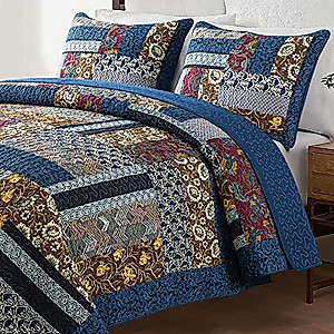 BEDIFANY King Size Quilt, Cotton King Quilt Bedspread Sets,Soft Lightweight Quilted Coverlets Farmhouse Bedding Sets for Bed Decorations for All Seasons 6 Pieces