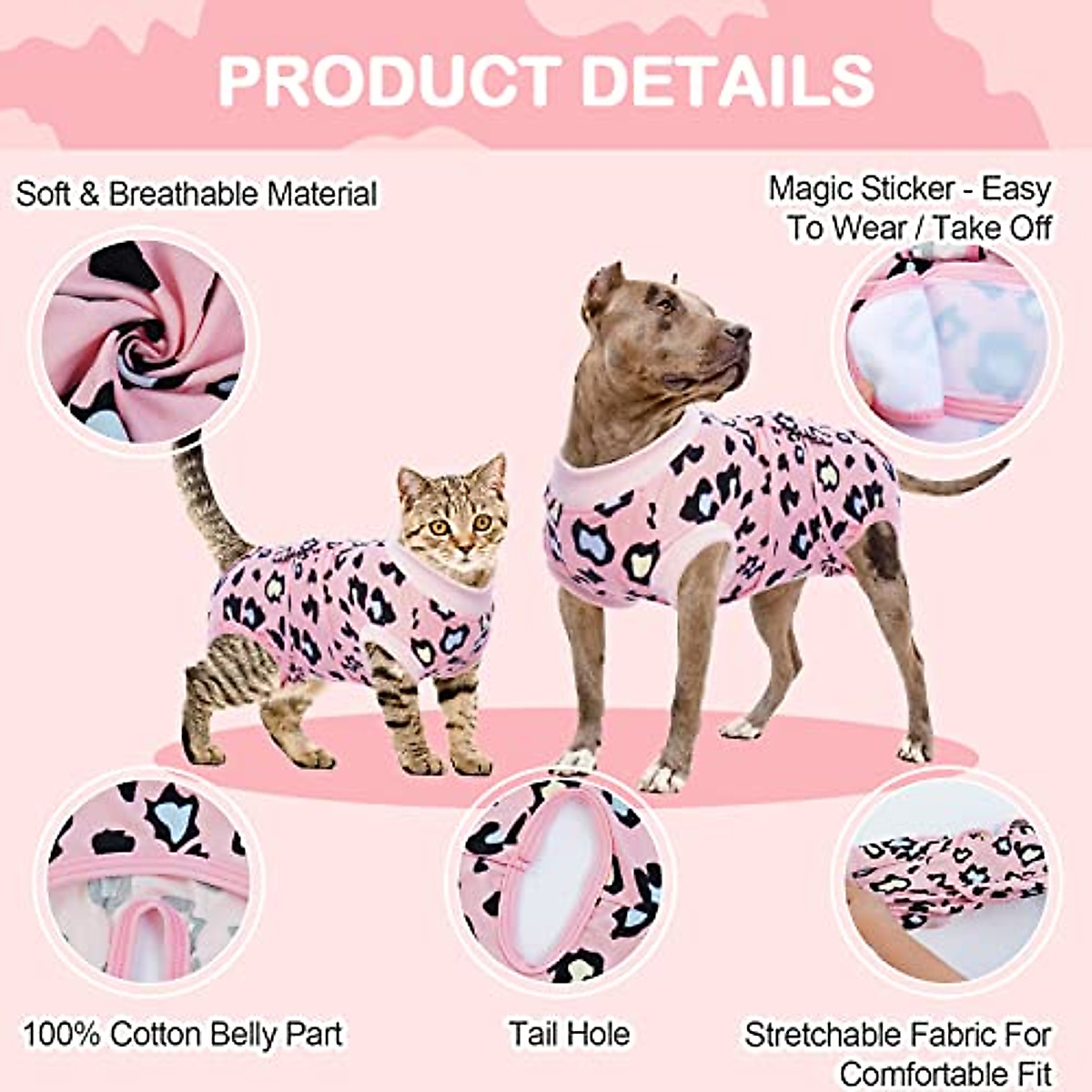 Kuoser Dog Recovery Suit, Soft Dog Surgery Recovery Suit for Female Male Dogs, Anti Licking Dog Onesie After Sapy Neuter, Pet Body Suits Doggie Surgical Shirt E-Collar & Cone Alternative, Pink 2XL