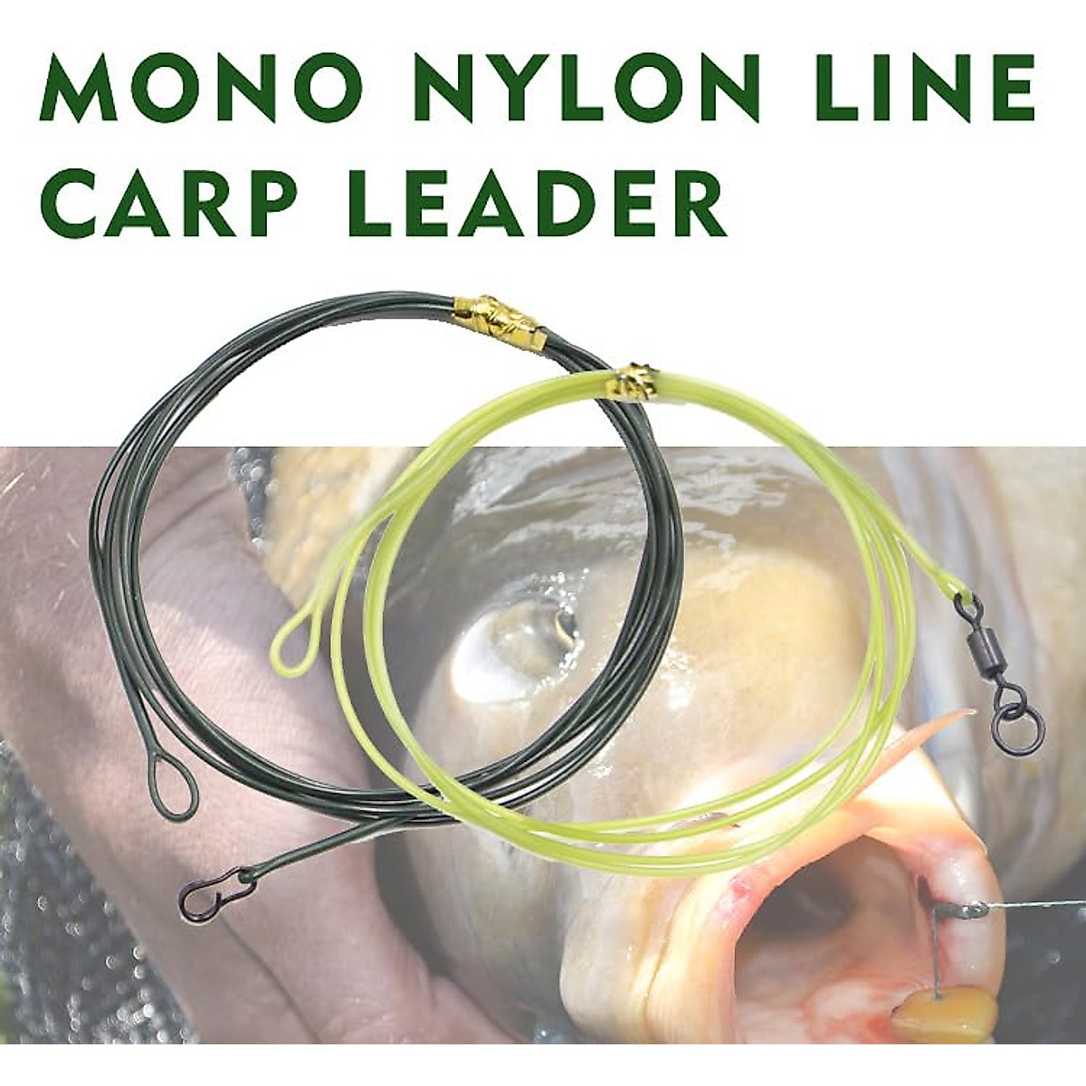 Gnuicyc Pack of 2 Fluorocarbon Tapered Leader 3.3FT 40LBS Strong Fly Line with Fast Change Swivel