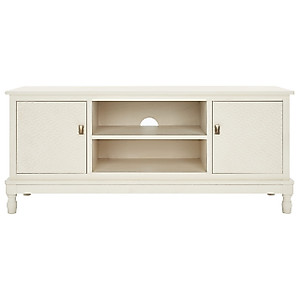 Safavieh Home Collection Halton Distressed White 2-Door 1-Shelf Entertainment Stand up to 55" Flatscreen TV Media Unit