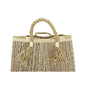 Creative Co-Op 14.25", 18" & 22" Handwoven Seagrass Handles & Tassels (Set of 3 Sizes) Baskets, Multicolor