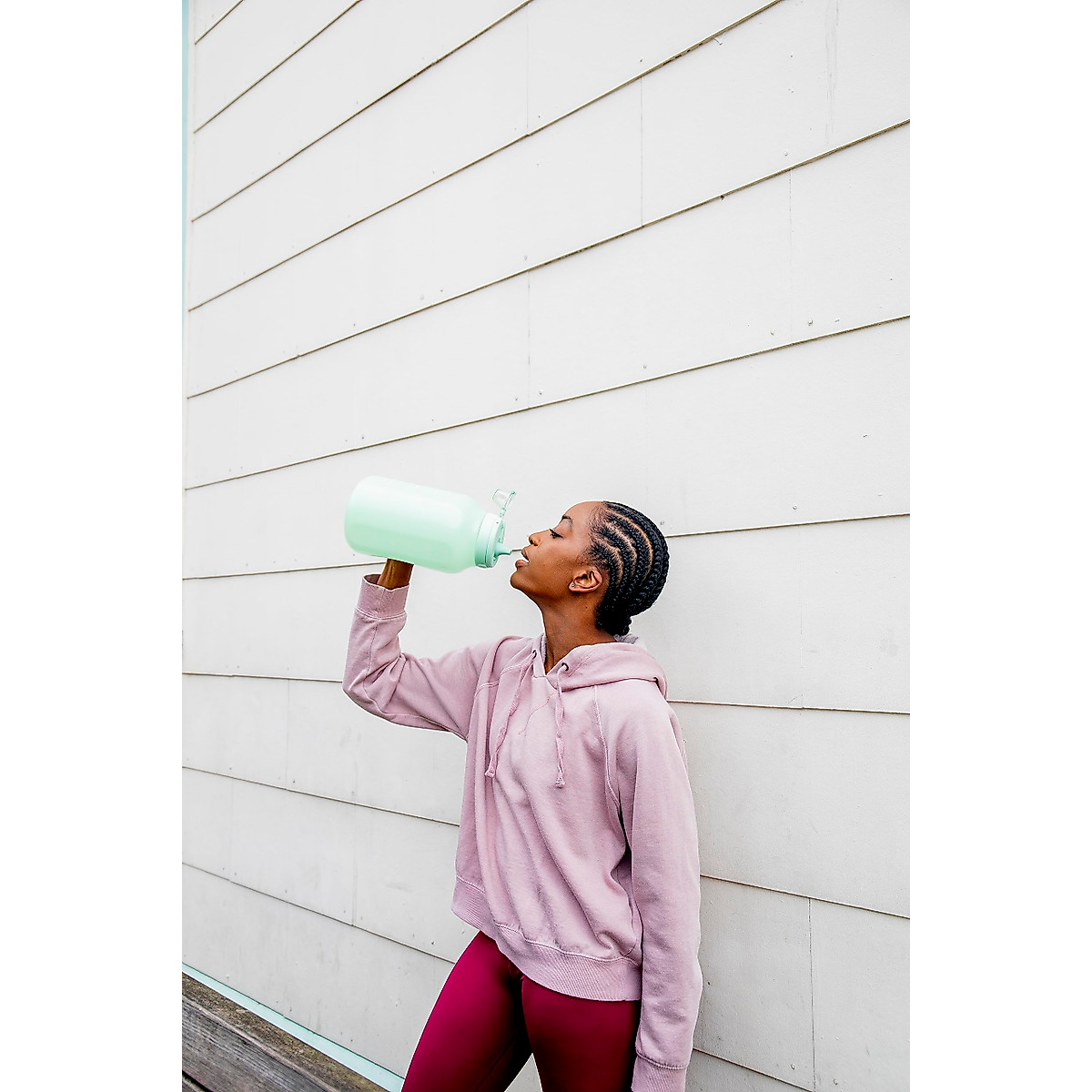 Ello Hydra Half Gallon Jug with Time Marker & Handle for All Day Hydration & Silicone Straw with Locking, Leak Proof Lid BPA Free, Yucca, 64oz