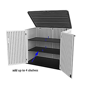 Mrosaa Large Horizontal Storage Sheds,38 cu.ft. Outdoor Storage Box for Garden,Patio and Backyard,Customized Shelves &Lockable(Off White)